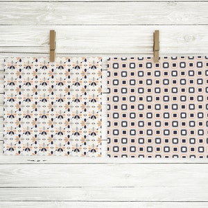 Silver Glitter Digital Paper Set, Navy Blue Coral / Pink and Cream ...