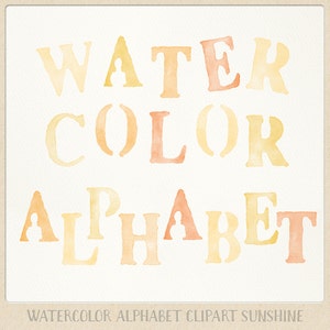 Watercolor Alphabet, Clipart Alphabet, Watercolor Clip Art, Yellow ...
