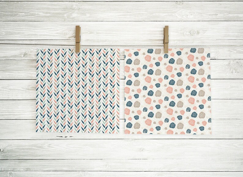 Floral Digital Paper, Seamless Background, Navy Coral Digital Paper ...