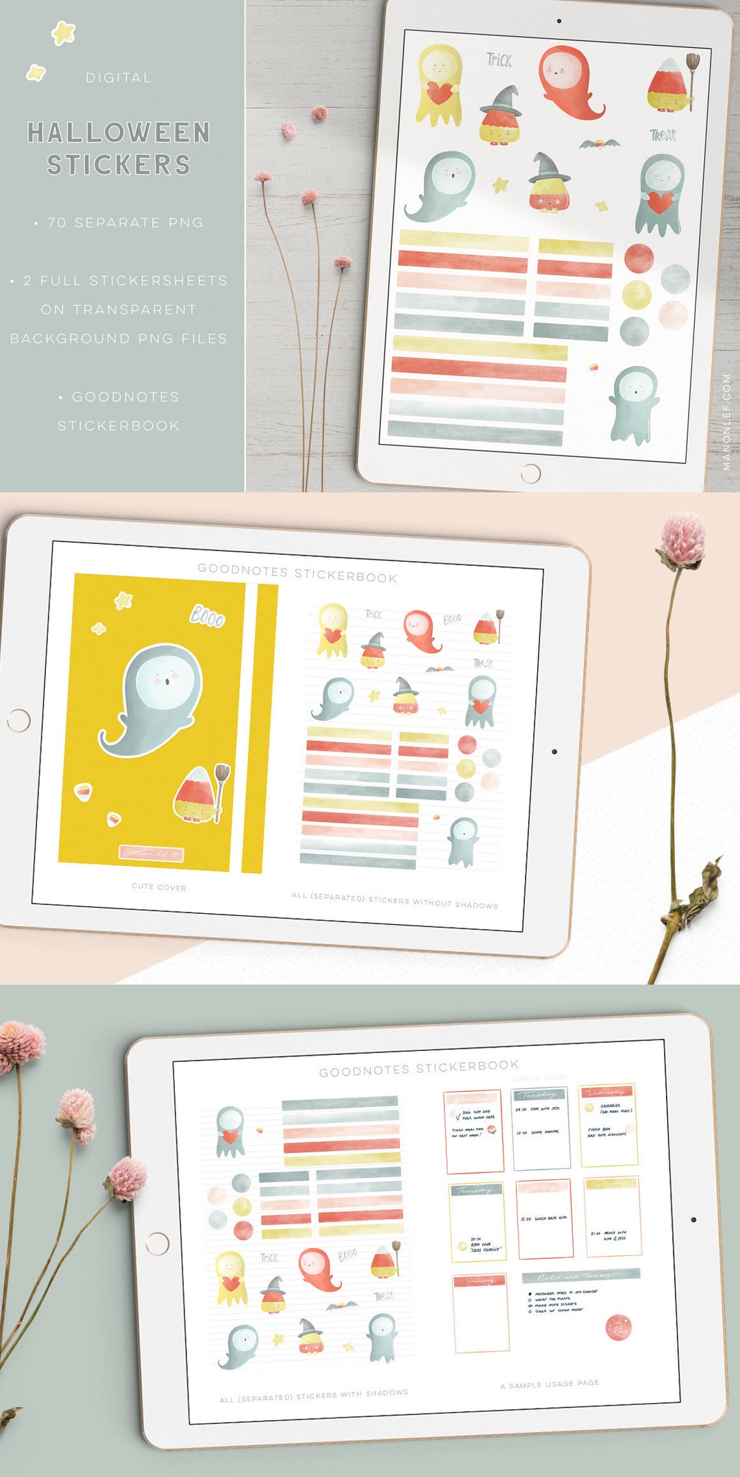 Halloween Goodnotes Stickers for Digital Planner. iPad Sticker Book for ...