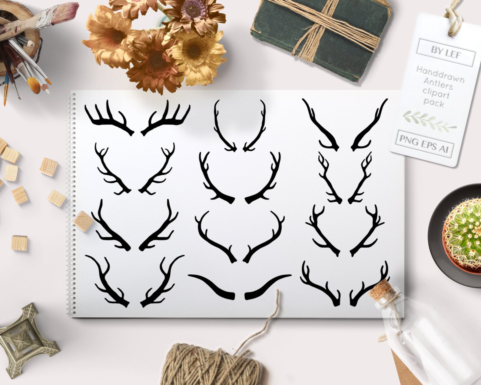 Antler Clipart, Deer Clipart, Vector Antler Graphics, Logo Clipart ...
