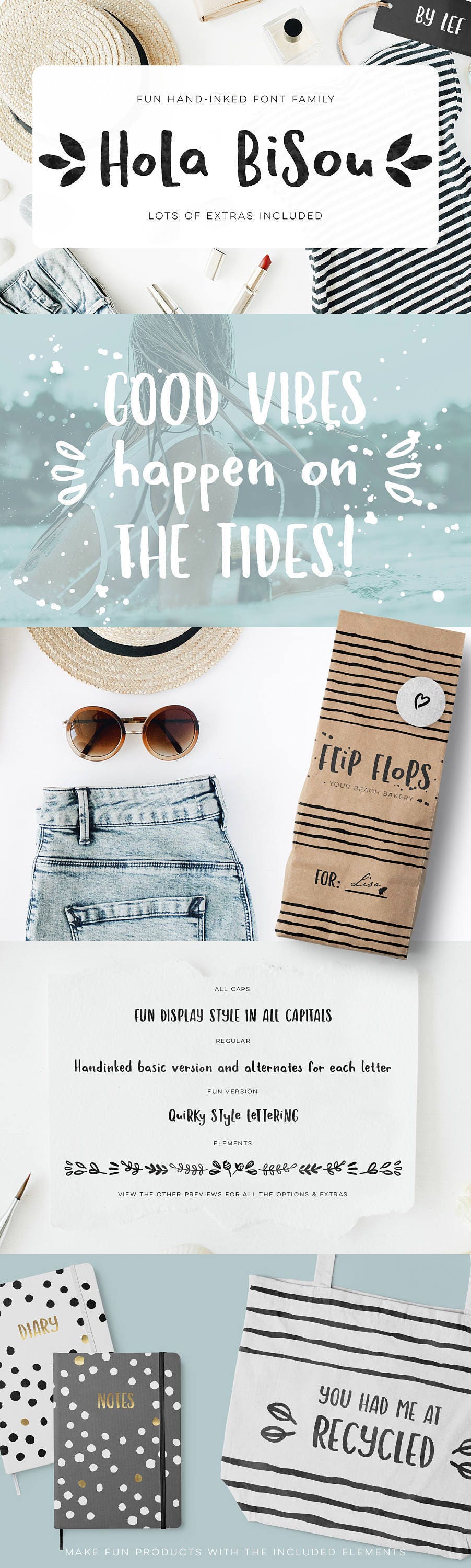 Hola Bisou, Handlettered Font, Lettering Font, Ink Font, Cute Font ...