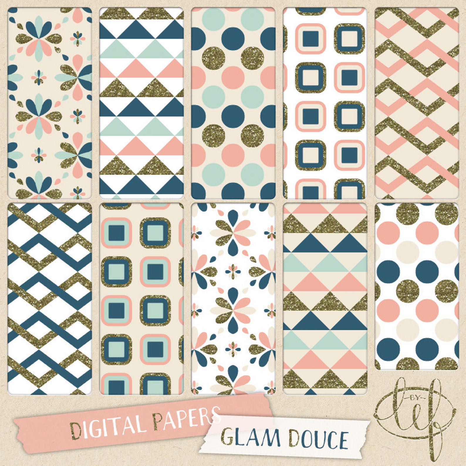 Glitter Digital Paper Triangle Digital Paper Geometric | Etsy