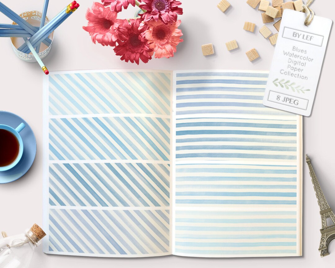 Watercolor Backgrounds, Blue Watercolor Digital Paper, Watercolor ...