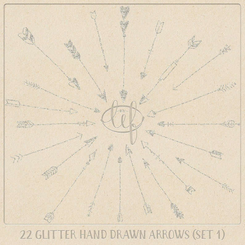 Silver Arrow Clipart Graphics Hand Drawn - Etsy