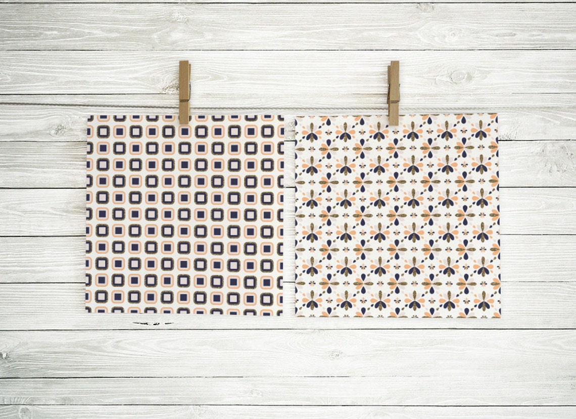 Coral Digital Paper, Navy Digital Paper, Glitter Clipart, Triangle ...