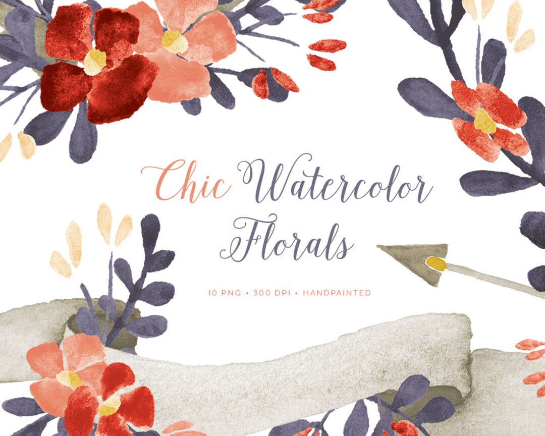 Laurel Clipart, Wreath Clipart, Watercolor Floral Antler Clipart ...