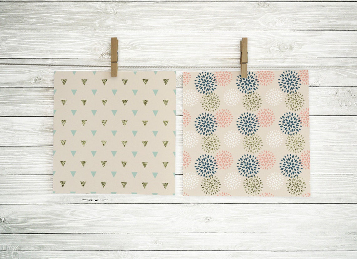 Digital Paper Pack, Gold Digital Paper, Triangle Digital Paper, Modern ...