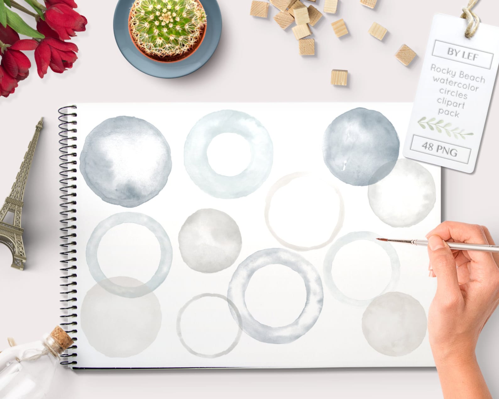 Watercolor Clipart Circles Borders and Frames 48 Pc Natural | Etsy