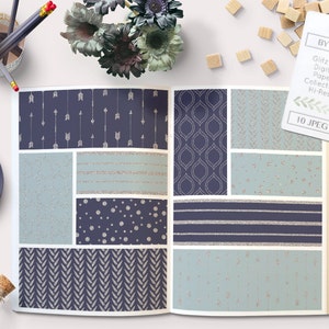Silver Digital Paper, Digital Paper Pack, Navy Blue Digital Paper ...