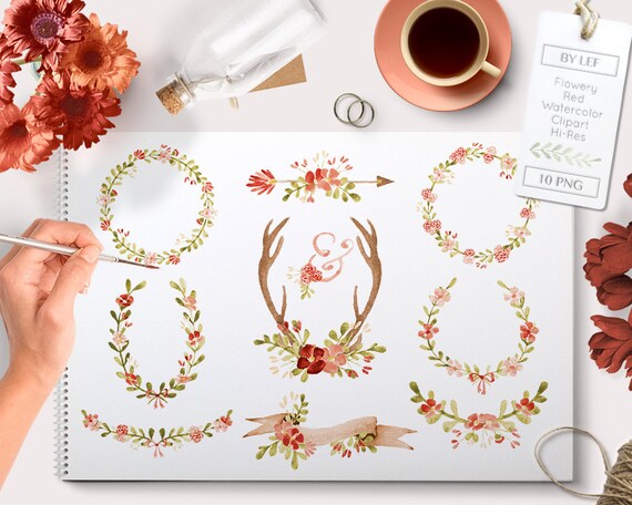 fall wedding clipart, watercolor autumn clipart, wedding graphics ...