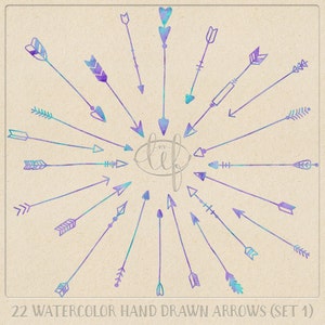Watercolor Arrow Clipart, Tribal Arrow Clipart, Arrow Graphics, Boho ...