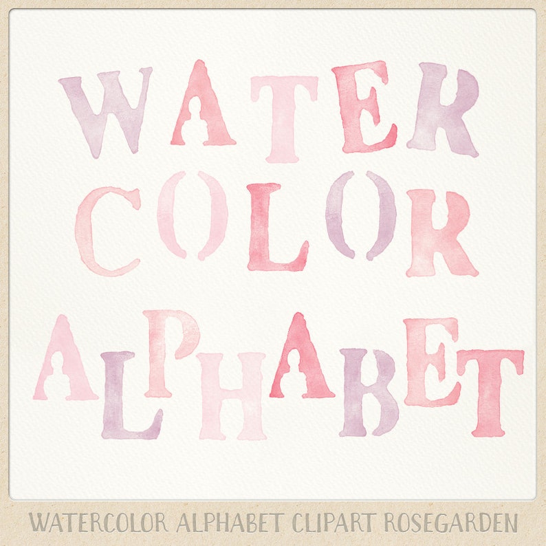 Clipart Alphabet Watercolor (104 Pc) Pink Purple Coral Rose Blush. Hand ...