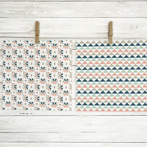 Silver Glitter Digital Paper Set, Mint, Navy Blue and Soft Pink ...