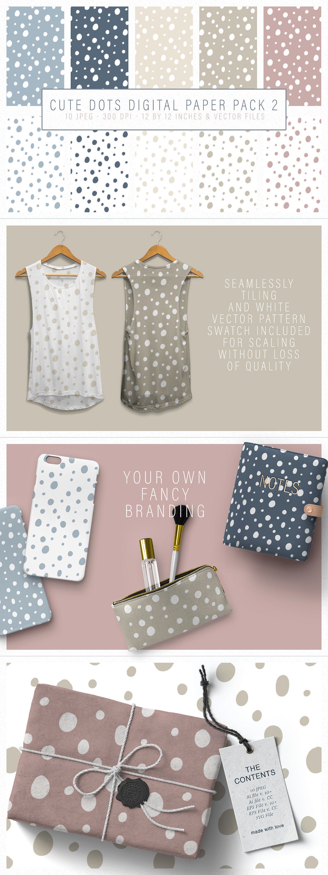 Tiling Patterns, Digital Paper Pack, Dots Digital Paper, Pastel Digital ...