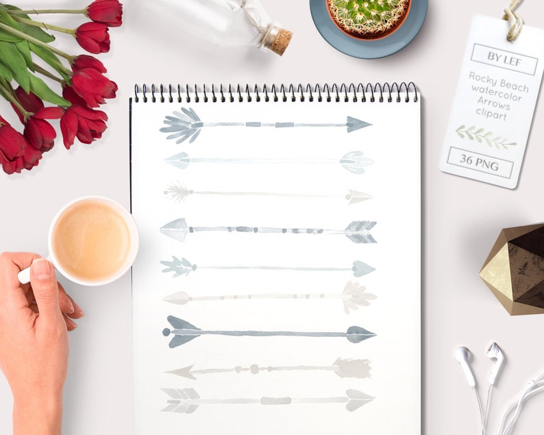 Watercolor Arrows Clipart Arrows Graphics Tribal Clipart - Etsy