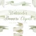 Watercolor Banners Clipart, Green Watercolor Clipart, Ribbon Clipart ...