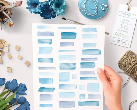 watercolor stroke clipart, brush strokes, square watercolor, clipart ...