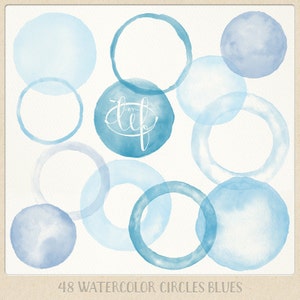 Watercolor Clipart Circles Borders and Frames (48 Pc) Light Blue ...