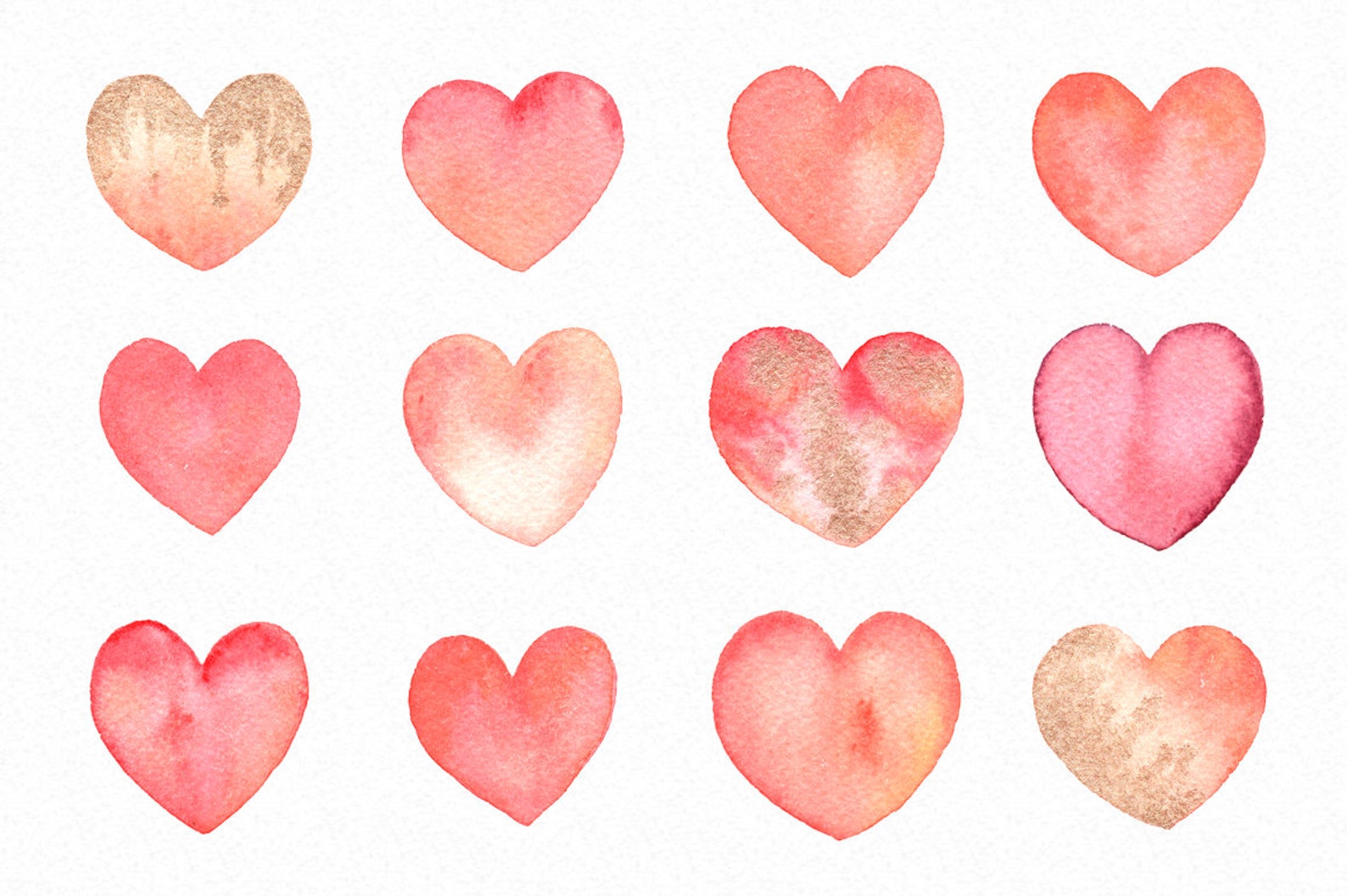 Watercolor Valentine Clipart Hearts Graphics Love Clipart | Etsy