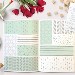 Digital Paper Pack Silver Glitter and Mint. Instant Download JPEG and ...