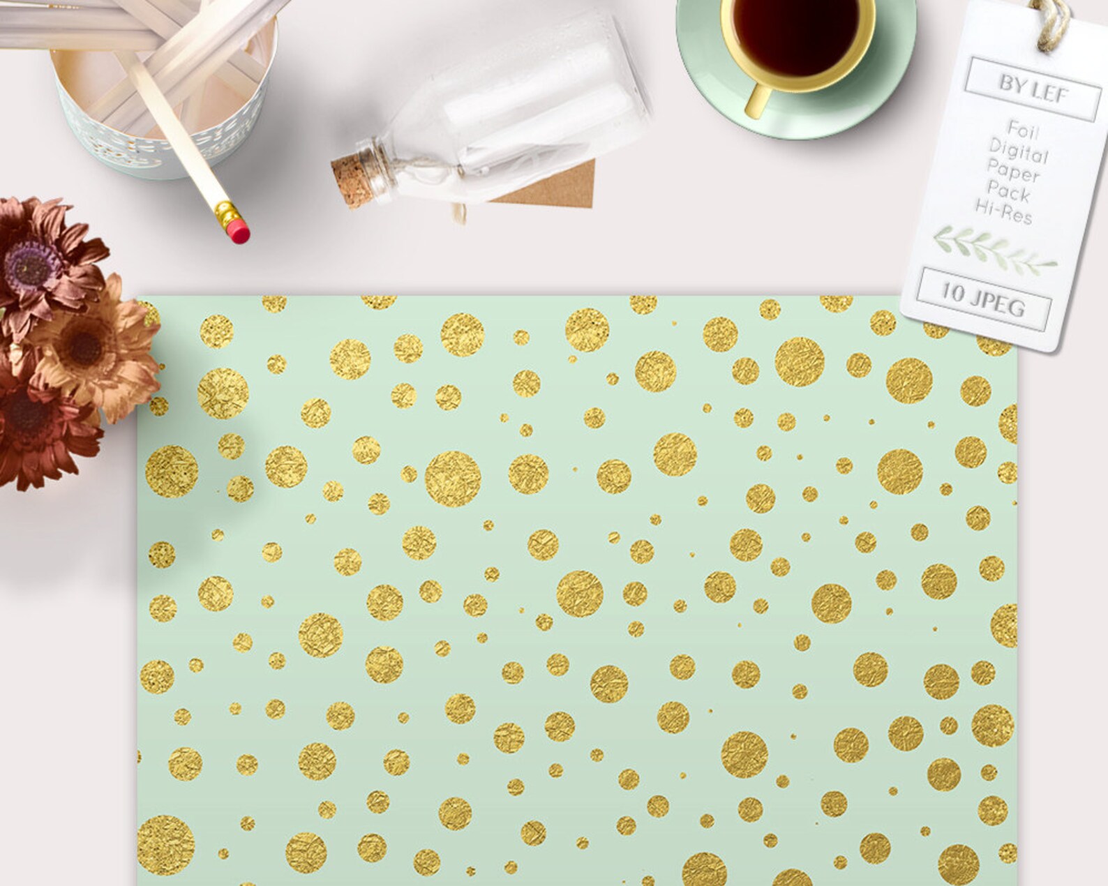 Mint Gold Digital Paper Gold Foil Digital Paper Gold Foil | Etsy