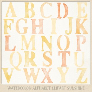 Watercolor Alphabet, Clipart Alphabet, Watercolor Clip Art, Yellow ...