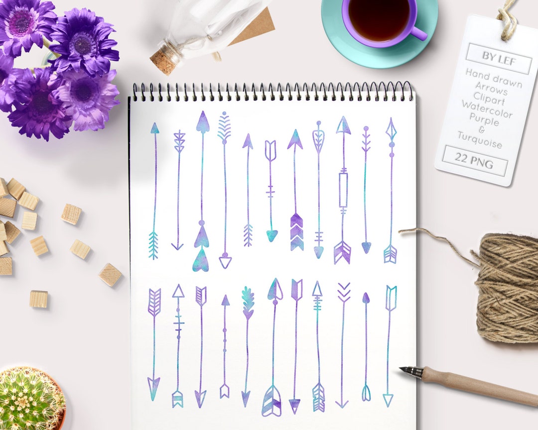 Watercolor Arrow Clipart, Tribal Arrow Clipart, Arrow Graphics, Boho ...