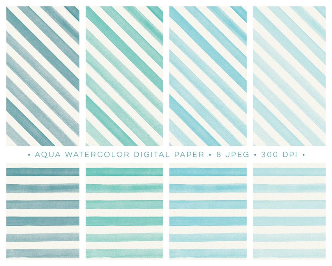 Teal Digital Paper watercolor digital paper watercolor | Etsy