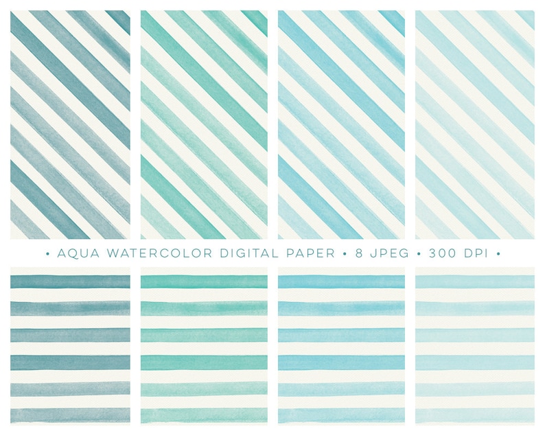 Teal Digital Paper watercolor digital paper watercolor | Etsy