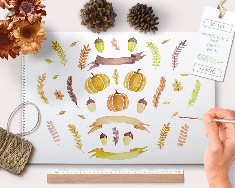 Fall clipart fall graphics autumn graphics fall watercolor | Etsy
