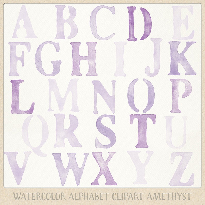 Watercolor Alphabet Clipart Watercolour Alphabet Clip Art - Etsy