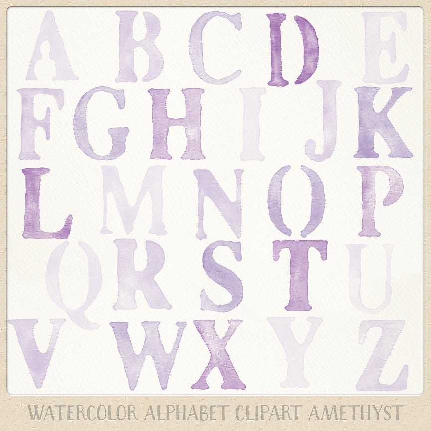 Watercolor Alphabet Clipart Watercolour Alphabet Clip Art - Etsy