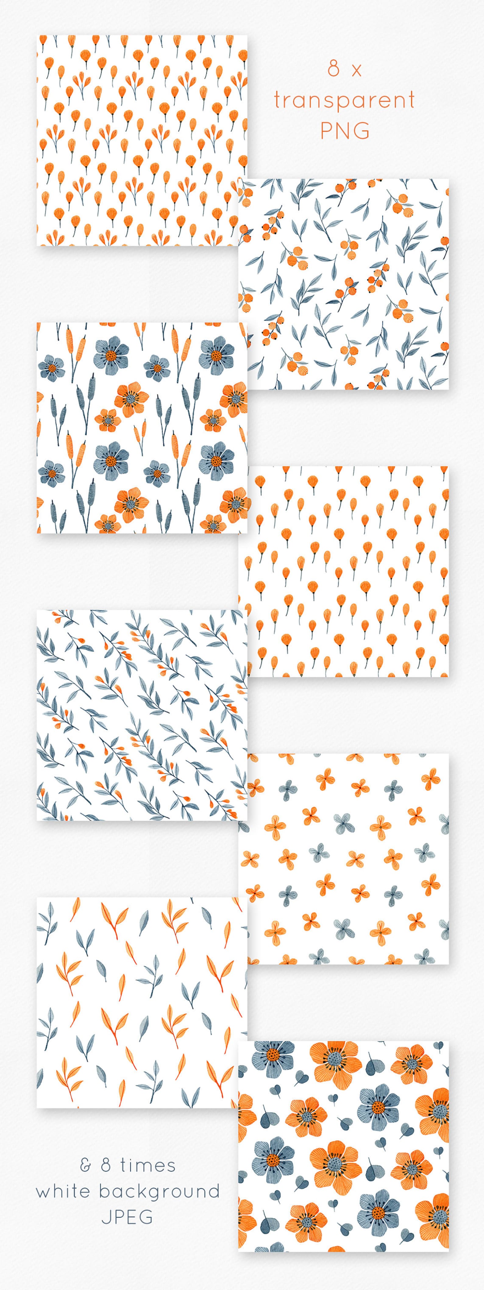 Floral Digital Paper Pack, Repeating Patterns, Watercolor Digital Paper ...