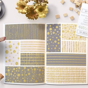 Gold and Grey Digital Paper Pack. Pink, Gray, Gold Graphics for Instant ...