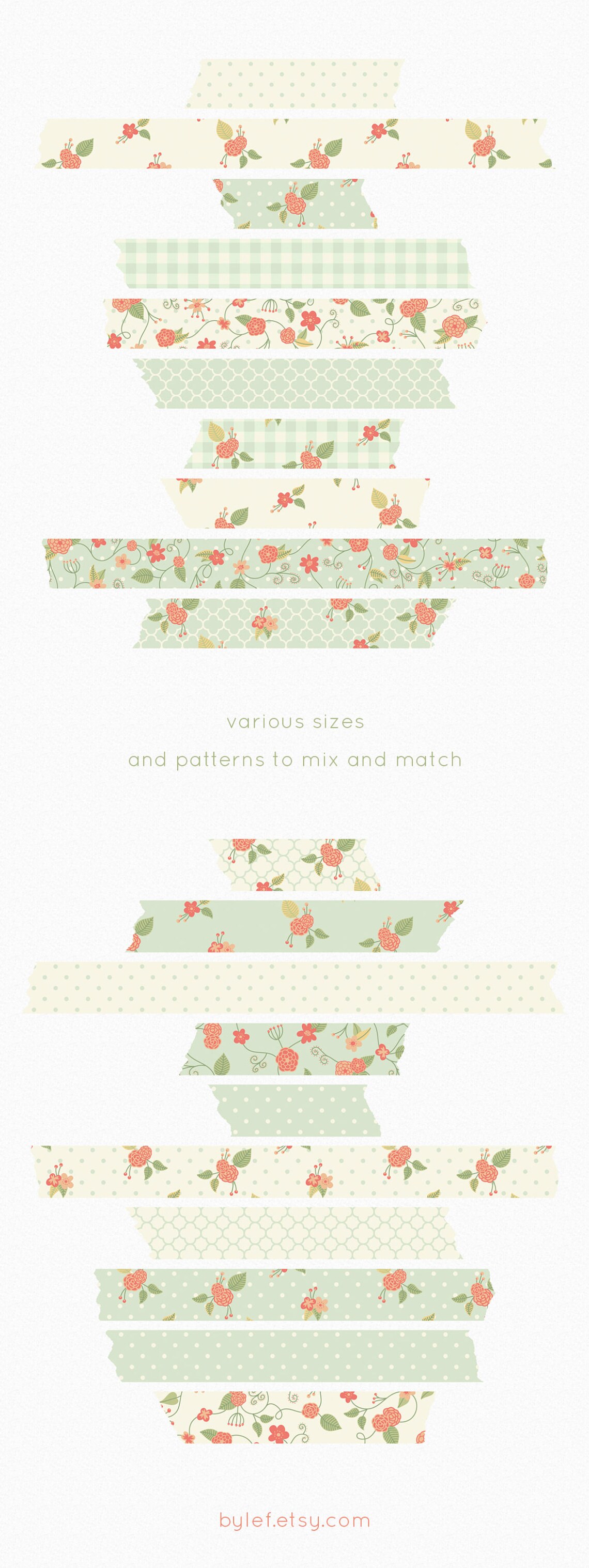 Floral Washi Clipart Washi Tape Clipart Floral Clip Art - Etsy