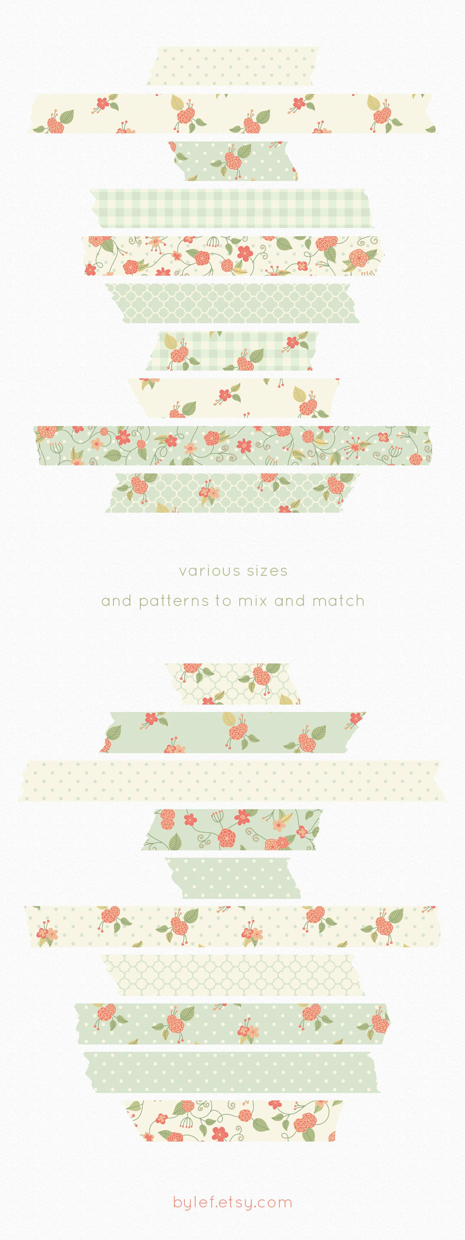 Floral Washi Clipart Washi Tape Clipart Floral Clip Art - Etsy