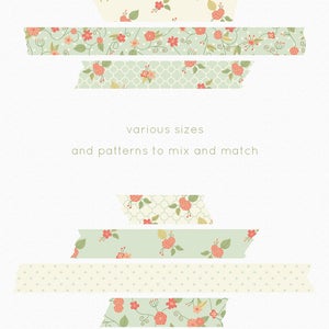 Floral Washi Clipart, Washi Tape Clipart, Floral Clip Art, Floral Washi ...