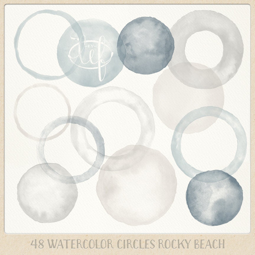 Watercolor Clipart Circles Borders and Frames 48 Pc Natural | Etsy