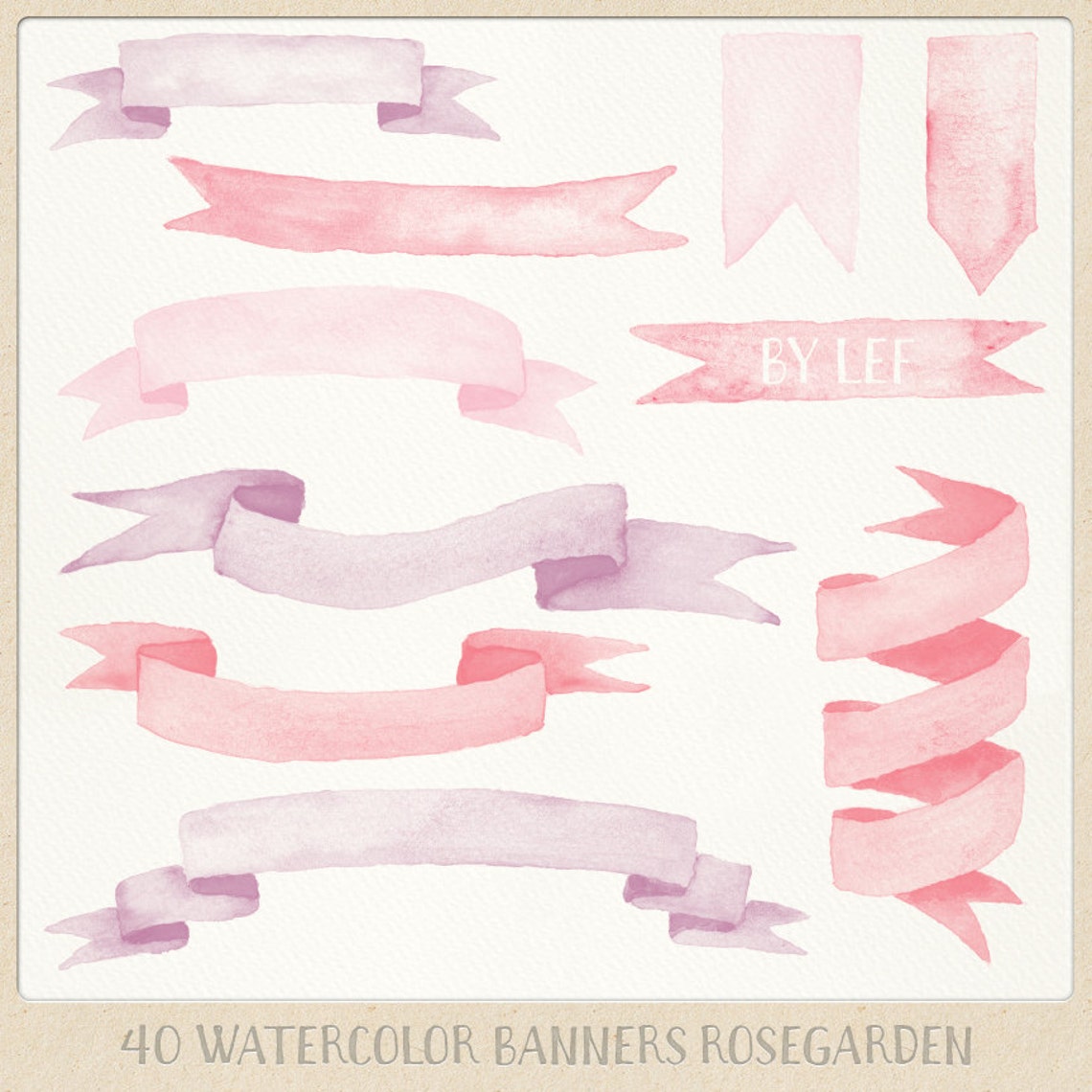Watercolor Banner Clipart Watercolor Ribbon Clipart Pink - Etsy