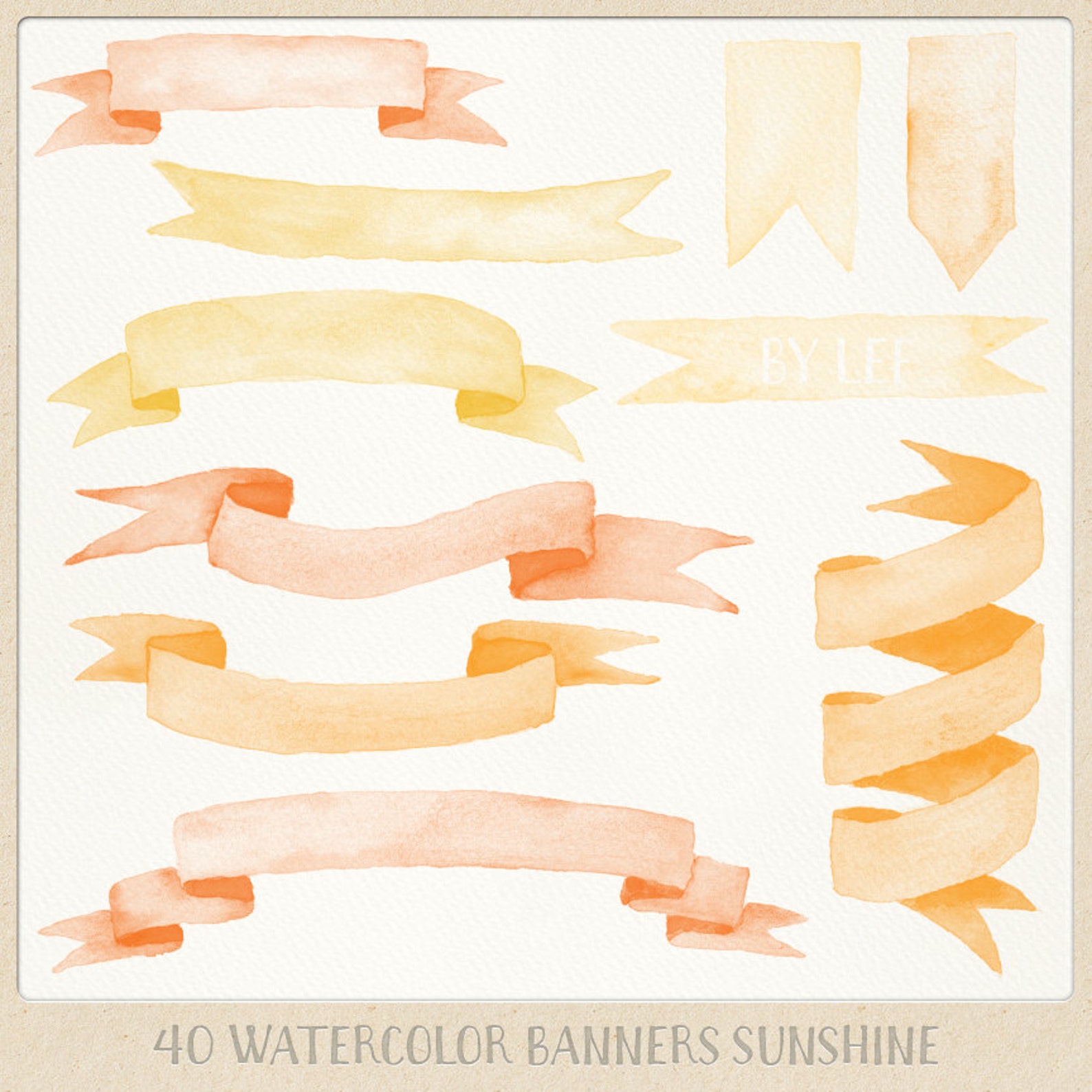 Watercolor Ribbon Clipart Watercolor Banner Clipart Banner | Etsy