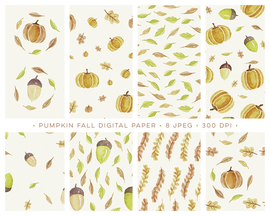Fall Digital Paper Pack Watercolor. Scrapbooking Watercolour Autumn ...