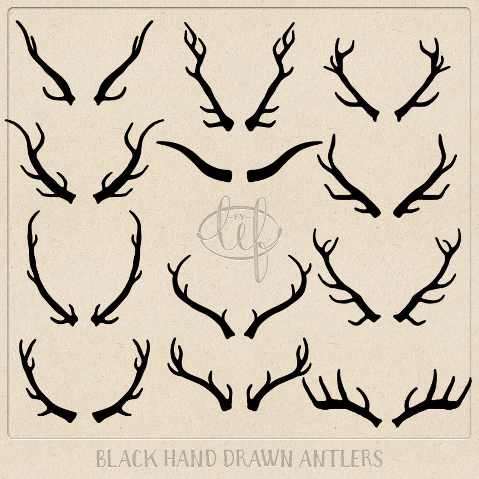 Antler Clipart, Deer Clipart, Vector Antler Graphics, Logo Clipart ...