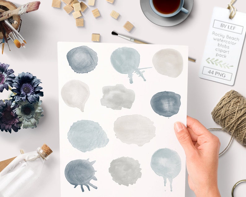 Watercolor Clipart Blobs Drips and Circles. Hand Painted Watercolour ...