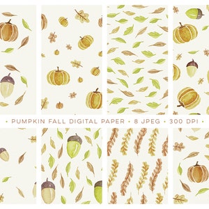 Digital Paper Fall Scrapbooking Pack. Pumpkin and Halloween Seamless ...