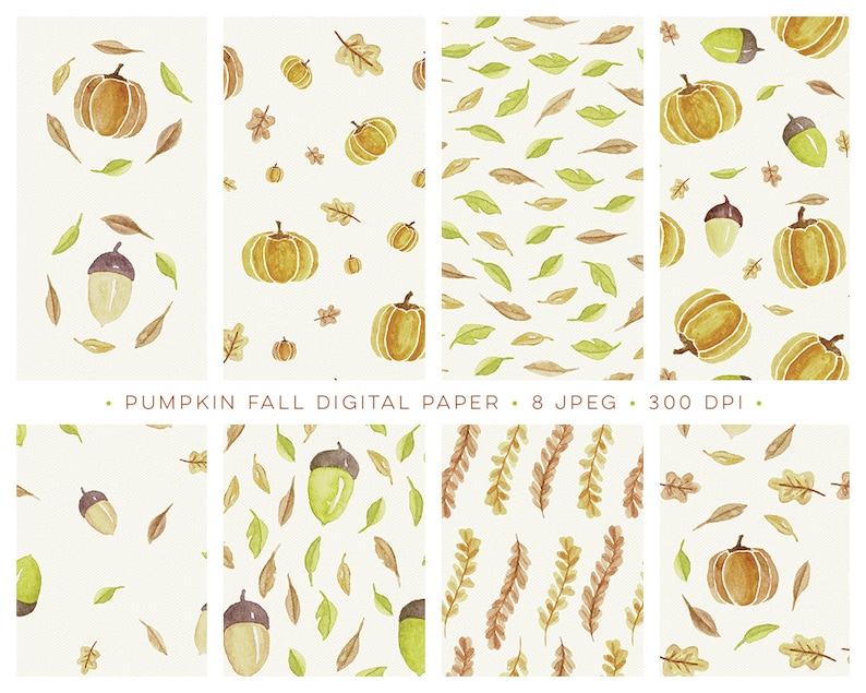 Digital Paper Fall Scrapbooking Pack. Pumpkin and Halloween Seamless ...