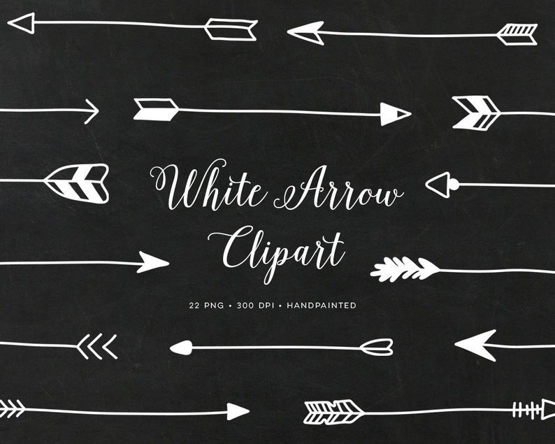 White Arrow Clip art Set 1 Chalkboard. Hand drawn arrow | Etsy