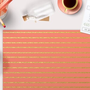 Coral and Gold Foil Digital Paper. Fashion Stripes and Dots and More ...