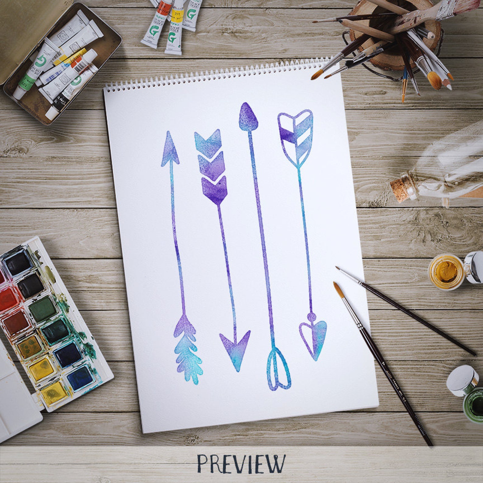 Watercolor Arrow Clipart Tribal Arrow Clipart Arrow - Etsy