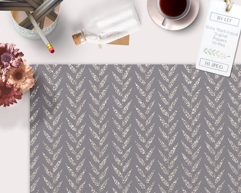 Silver Glitter Digital Paper Pack Glacier Gray and Soft Pink. - Etsy